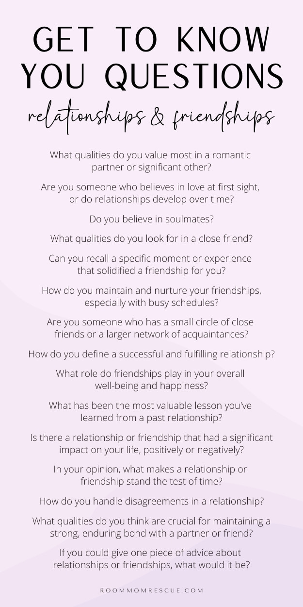 Best 400 Get to Know You Questions to Get Conversations Started | Room ...